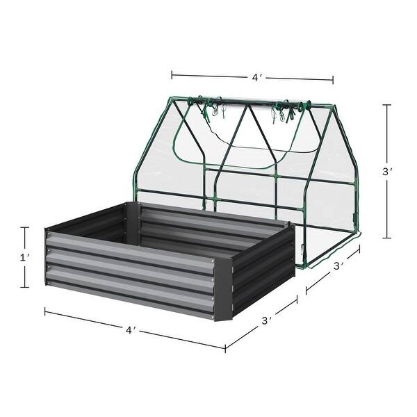 Raised Garden Bed with Removable Green House - 4ft x 3ft Rust-Resistant ...
