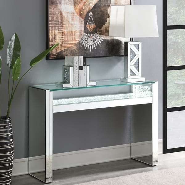 Glamorous Contemporary Mirrored Accent Console Table with LED Lighted ...