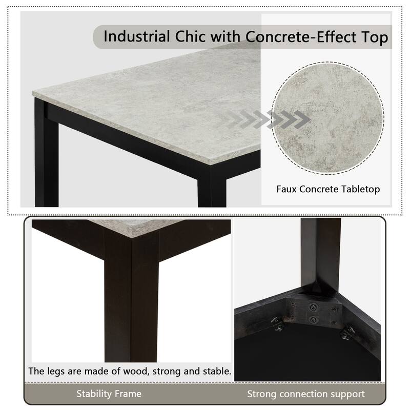 GDFStudio - Aurelia Luxury Concrete-Effect Tabletop Dining Table Set ...