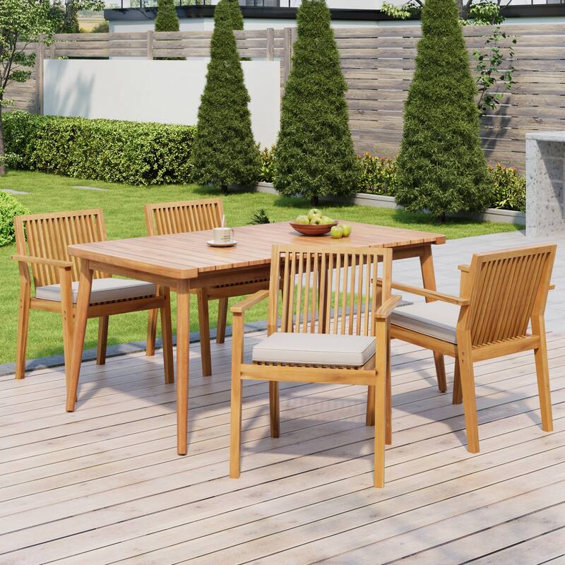 Karen Outdoor Five Piece Acacia Dining Set by Christopher Knight Home ...
