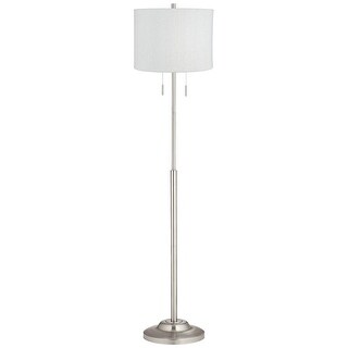 Modern Floor Lamp 66" Tall Brushed Nickel White Weave Drum Shade - 15 ...
