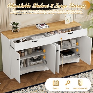 Rustic TV Stand Media Storage Cabinet for TVs Up to 70", Buffet ...