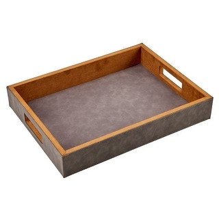 Leatherette Tray Grey - 2.5" x 12" x 16" - Bed Bath & Beyond - 38326584