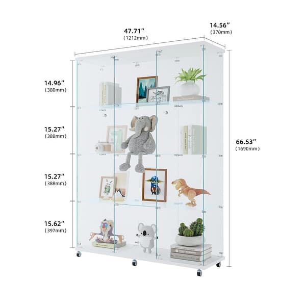 Floor Standing Glass Display Cabinet with 4 Shelves Extra Large - Bed ...