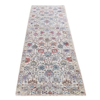 Shahbanu Rugs Platinum Gray, Silk with Textured Wool, Tabriz, Hand ...