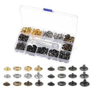 90 Sets Snap Fasteners Kit with 4 Setter Tools & Storage Box for ...