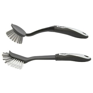 Set of 2 Metro Black and Silver All-Purpose Scrub Brushes - Bed Bath ...