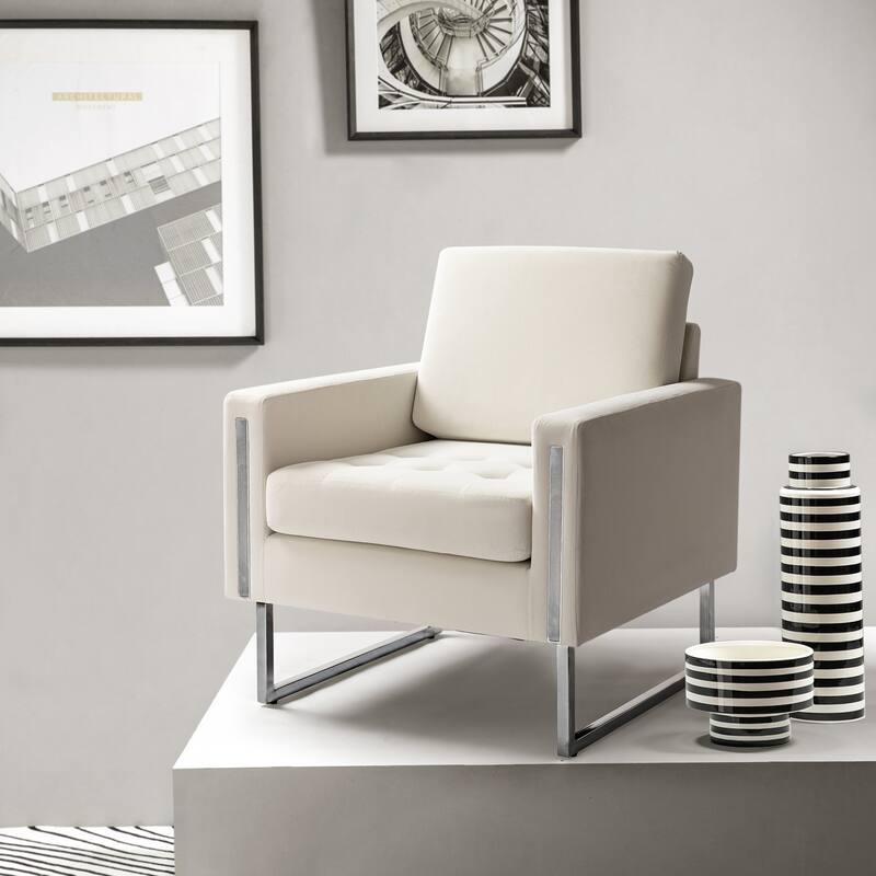 Elastus Modern Comfy Velvet Club Chair with Chic Metal Legs by HULALA ...