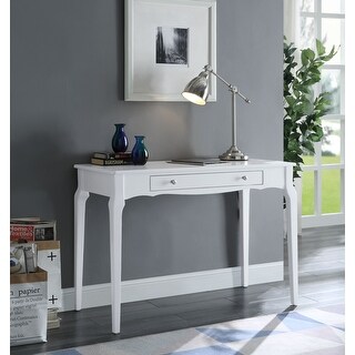 Console Table in White Finish KD Rectangular Writing Desk 1 Storage ...
