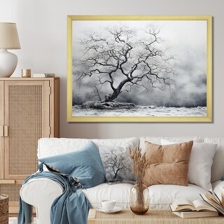 Designart "Tree Monochrome Ethereal Reverie III" Floral Framed Wall ...