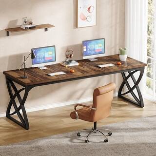 78.7" Extra Long 2 Person Desk, Double Computer Desk with Spacious ...