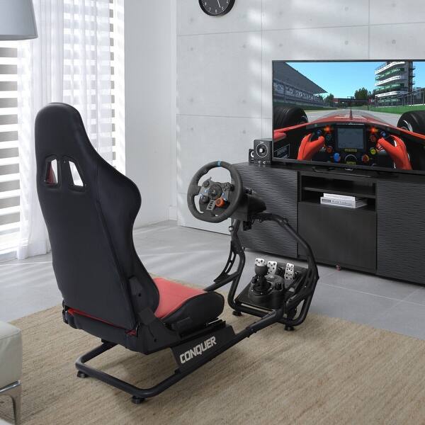 Conquer Racing Simulator Cockpit Driving Seat Reclinable with Gear ...