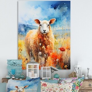 Designart "Abstract Sheep Grazing I" Sheep Wall Art Living Room - Bed ...