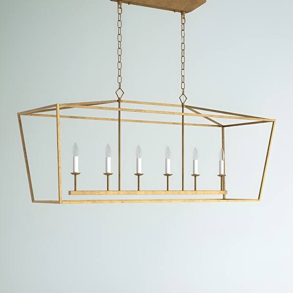 Callie 6 - Light Gold Lantern Pendant, Large Cage Style Iron Art Design ...