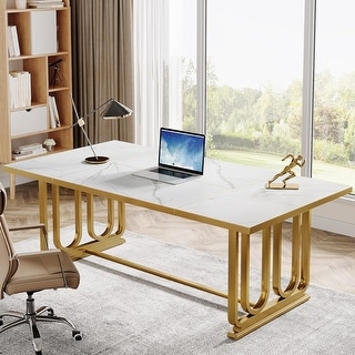 Modern 70.87" Home Office Desk, Rectangular Executive Desk Large ...