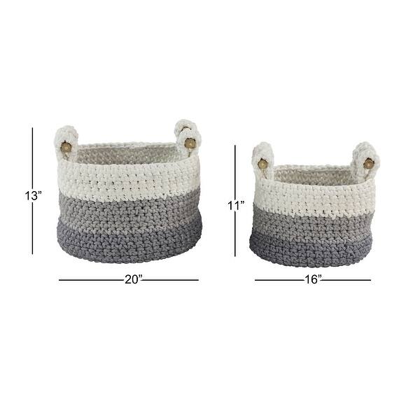 Grey Polyester Bohemian Storage Basket (Set of 2) - S/2 13", 11"H - Bed ...