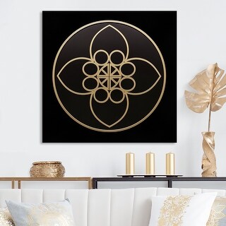 Designart "Sacred Geometry Seal In Gold On Black I" Modern Geometric ...