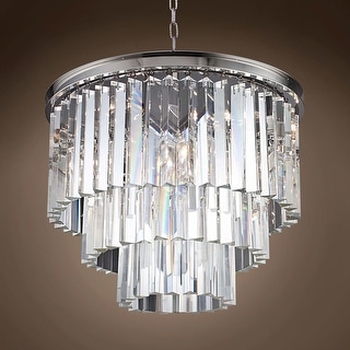 9 Light 20" Clear Glass Fringe Polished Nickel Chandelier & Led - 20.50 ...