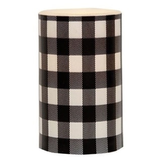 Black White Buffalo Check Battery-Operated Pillar Candle with Timer ...