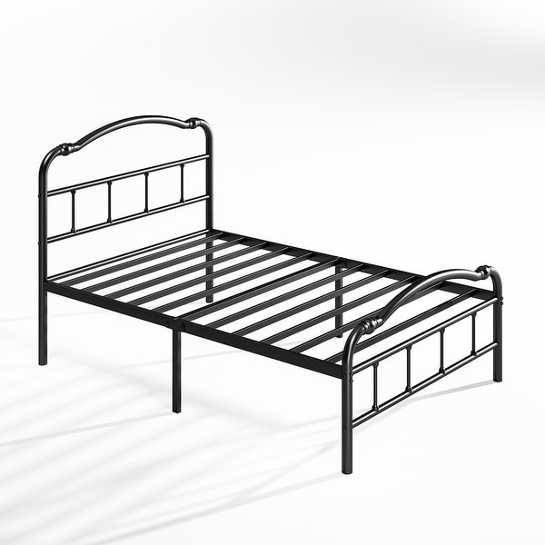 14 In High Heavy Duty Metal Bed Frame with Vintage Style 14 In High Heavy Duty Metal Bed Frame with Vintage Style