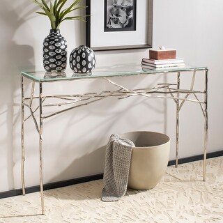SAFAVIEH Couture Jocelyn Twig Console Table - Nickle / Glass - 47" W x 14" L x 31" H - Bed Bath ...