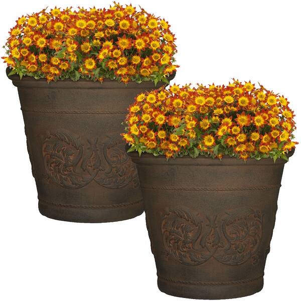 Sunnydaze Arabella Outdoor Flower Pot Planter - Sable Finish - 20-Inch ...