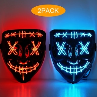 Halloween LED Mask, 2Pcs Light Up Scary Mask, Festival Cosplay Costume ...