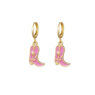 Goldtone Pink Cowboy Boots Huggie Hoop Earrings - Bed Bath & Beyond ...