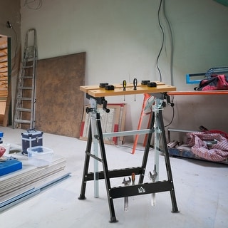 HOMCOM Work Bench Tool Stand with Adjustable Height and Angle ...