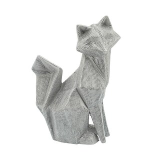 10" Ceramic Fox Figurine Abstract Modern Beaded Silver Ceramic Fox ...