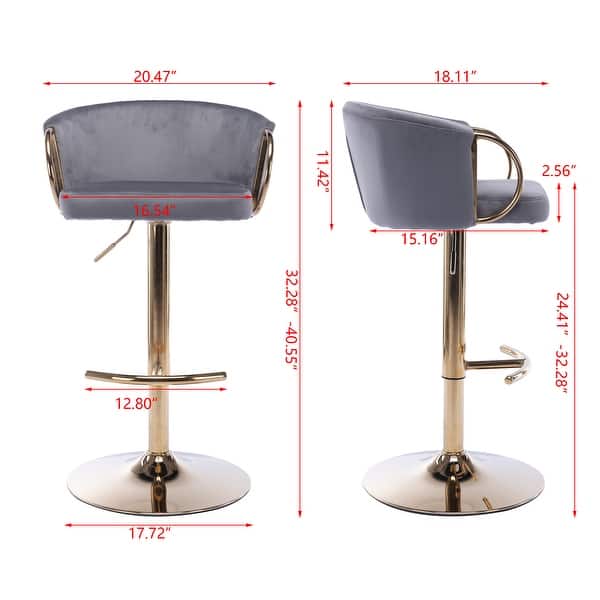 Set of 2 Adjustable Swivel Mechanical Lifting Bar Stools with Footrest ...