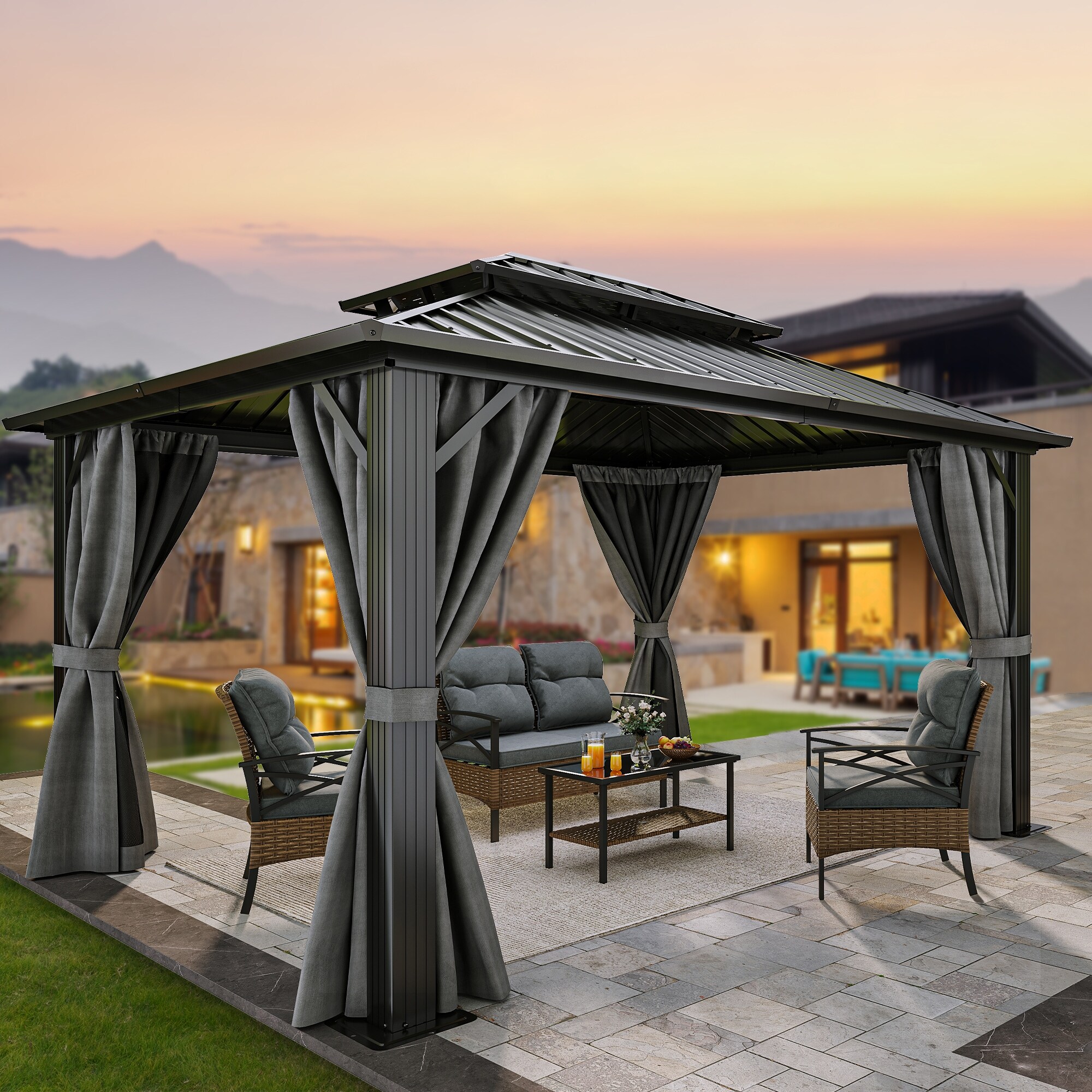 Outdoor Aluminum Canopy Gazebo - Bed Bath & Beyond - 39887567