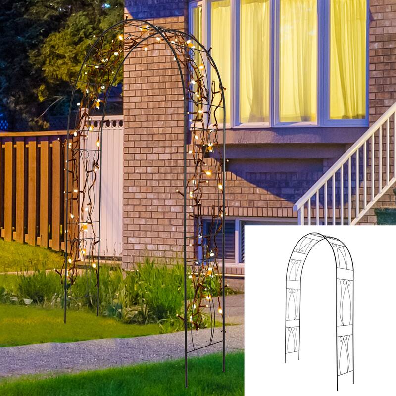Kinbor Outdoor Steel Garden Arch Arbor - Overstock - 34126557