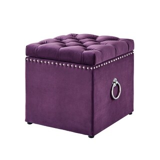 HomeRoots 18" Purple Velvet And Black Tufted Storage - Bed Bath ...