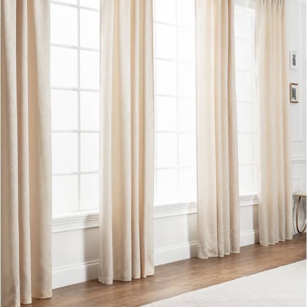 Chanasya Embossed Damask Room Darkening Window Curtain Panel Pair (Set ...