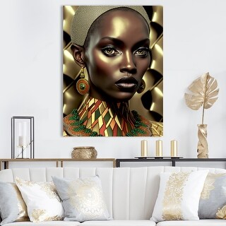 Designart 'Portrait Of Glamorous African Lady IV' African American Woman Metal Wall Art - Bed ...