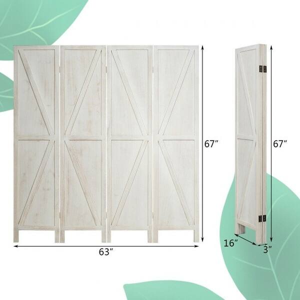 4 Panels Folding Wooden Room Divider - Bed Bath & Beyond - 37132516
