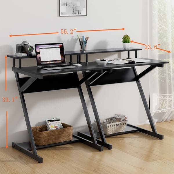 FITUEYES Computer Desk with Monitor Shelf Study Writing Desk - Bed Bath ...