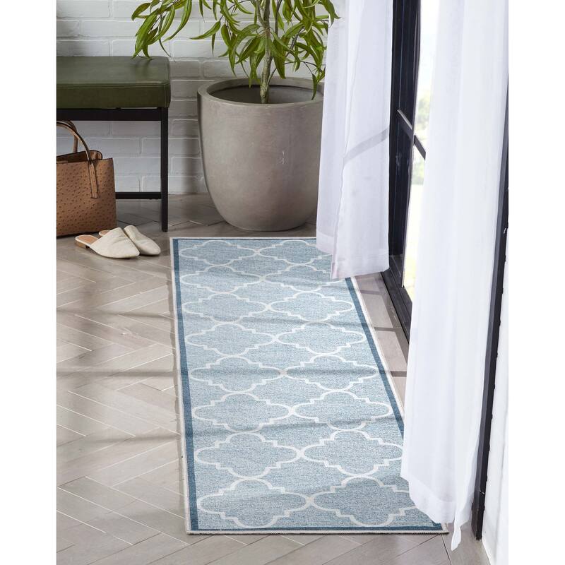 Well Woven Modern Bold Lattice Non-Skid Backing Runner Rug - 2' x 7 ...