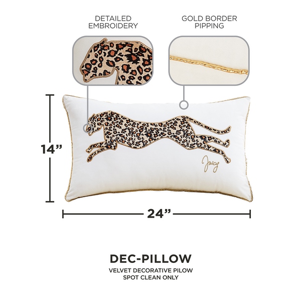 Juicy Couture Velvet Cheetah Pillow 14 X 24 On Sale Bed Bath
