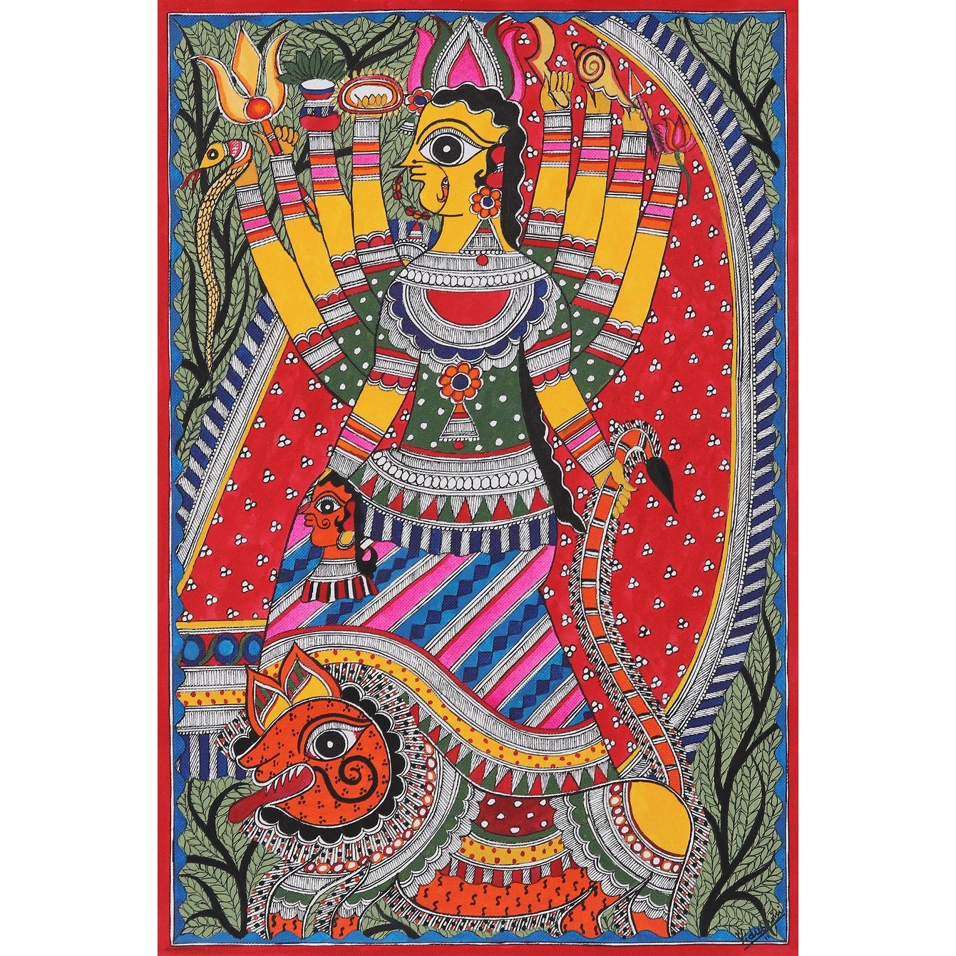 Novica Handmade Magnificent Ganesha Madhubani Painting - Bed Bath ...