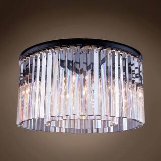 Clear Crystal Prism 8 Light 26" Grey Iron Flush Mount & Led - 13.50 ...
