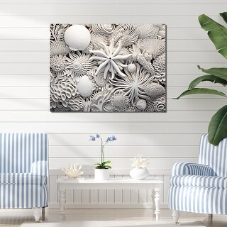 Designart "Abstract Coral Flowers Collage II" Coastal Coral Under Water ...