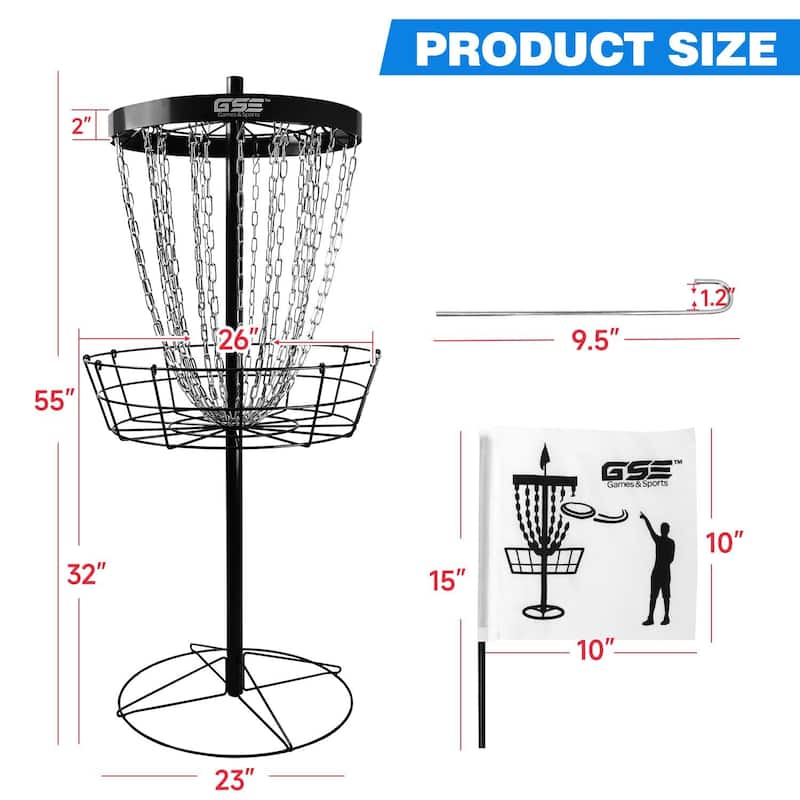 GSE™ Deluxe Portable 24-Chain Disc Golf Targets Basket, PRO Disc Golf ...