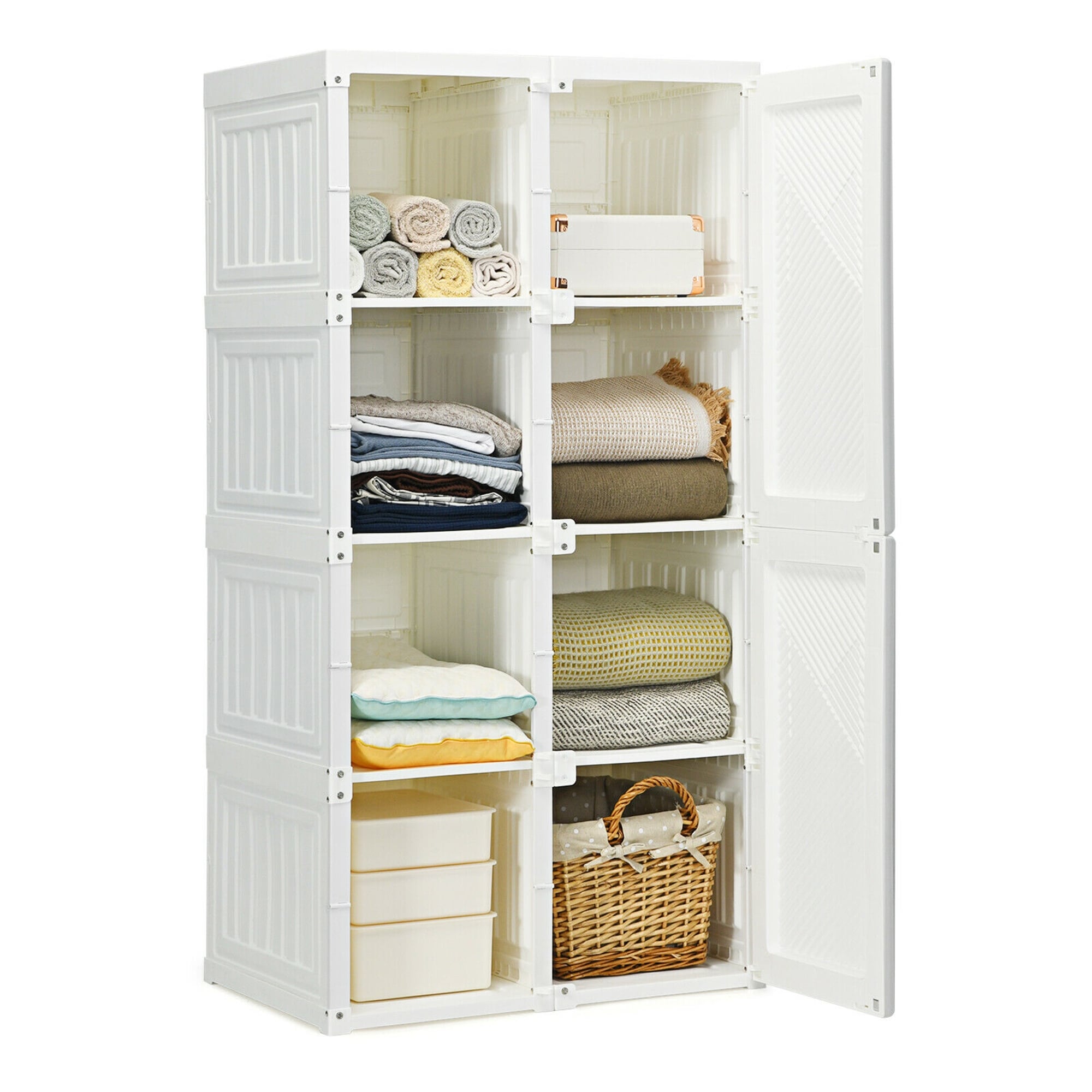 Gymax Portable Closet Clothes Foldable Armoire Wardrobe Closet w 8 On Sale Bed Bath Beyond 35488764