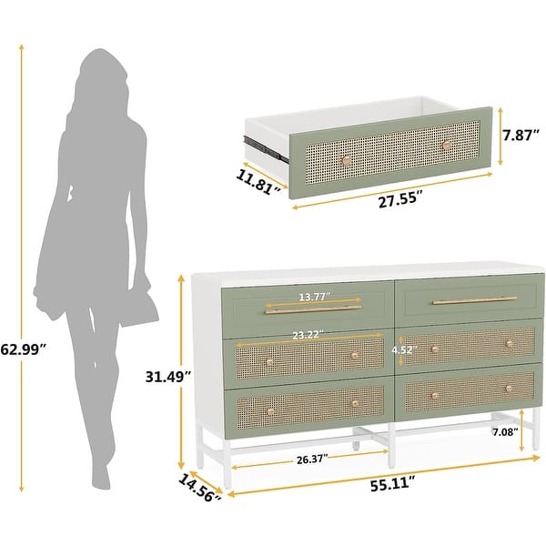 Modern Dresser 6 Drawer Dressers Chests of Drawers for Bedroom - Bed ...