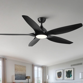60 In Intergrated LED Ceiling Fan Lighting with Black ABS Blade,Modern ...