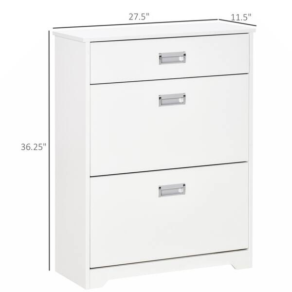 3-Drawer Shoe Cabinet Modern Storage Rack with 2 Flip Doors White - Bed ...