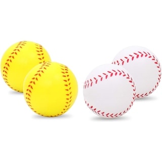 Soft Foam Baseball Style Stress Relief Ball Playtime Activity 4 Pack ...