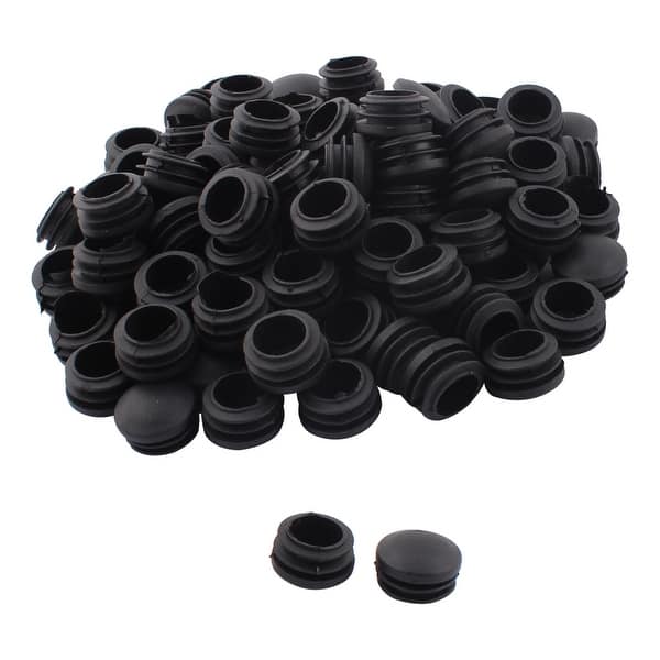 Unique Bargains Table Legs Plastic Tubing Round Tube Inserts Caps Black ...